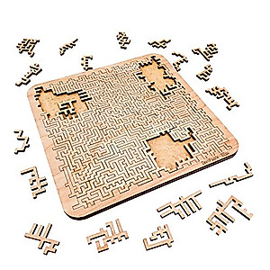 Mind Bending Wooden Jigsaw Puzzle | Aztec Labyrinth | Expert Level Difficult Puzzles for Adults | 100 Pieces | 11.3" x 11.3”