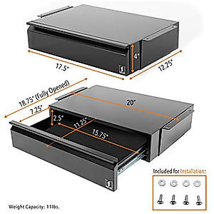 Stand Steady Attachable Under Desk Drawer | Pull-Out Storage Organizer with Smooth Sliding Tracks | Spacious Storage Drawer Easily Mounts to Desks and Workstations (Black / 17.5 x 11.5)