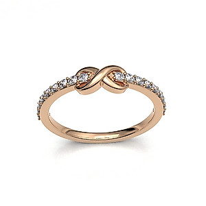 etneyjewels 0.14 Carat White Natural Round Infinity Design Diamond Engagement Ring For Women Set In 10 ct Solid Certified Rose Gold Minimal Jewellery For Her (Clarity I2,Color HI,9)