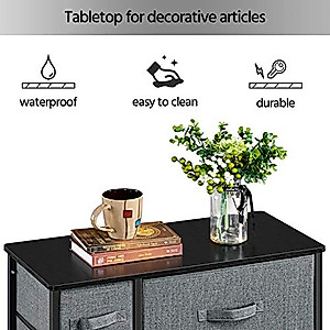 Yaheetech 7 Drawers Tower, Storage Organizer, Fabric Tower Unit for Living Room, Hallway, Entryway, Sturdy Metal Frame Easy Pull Fabric Bins, Dark Gray