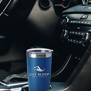 Dashing Nova Personalized Custom Name Tumbler with Inspirational Quotes for Swimmers and Coaches Gifts, 20oz Double Wall Stainless Steel Insulated Bottle with Straw (Blue), Medium