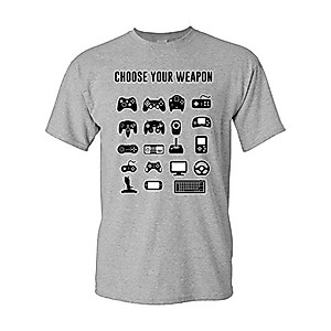 New Choose Your Weapon Controller Gamer Nerd Geek Funny DT Adult T-Shirt Tee (Large, Sports Gray)