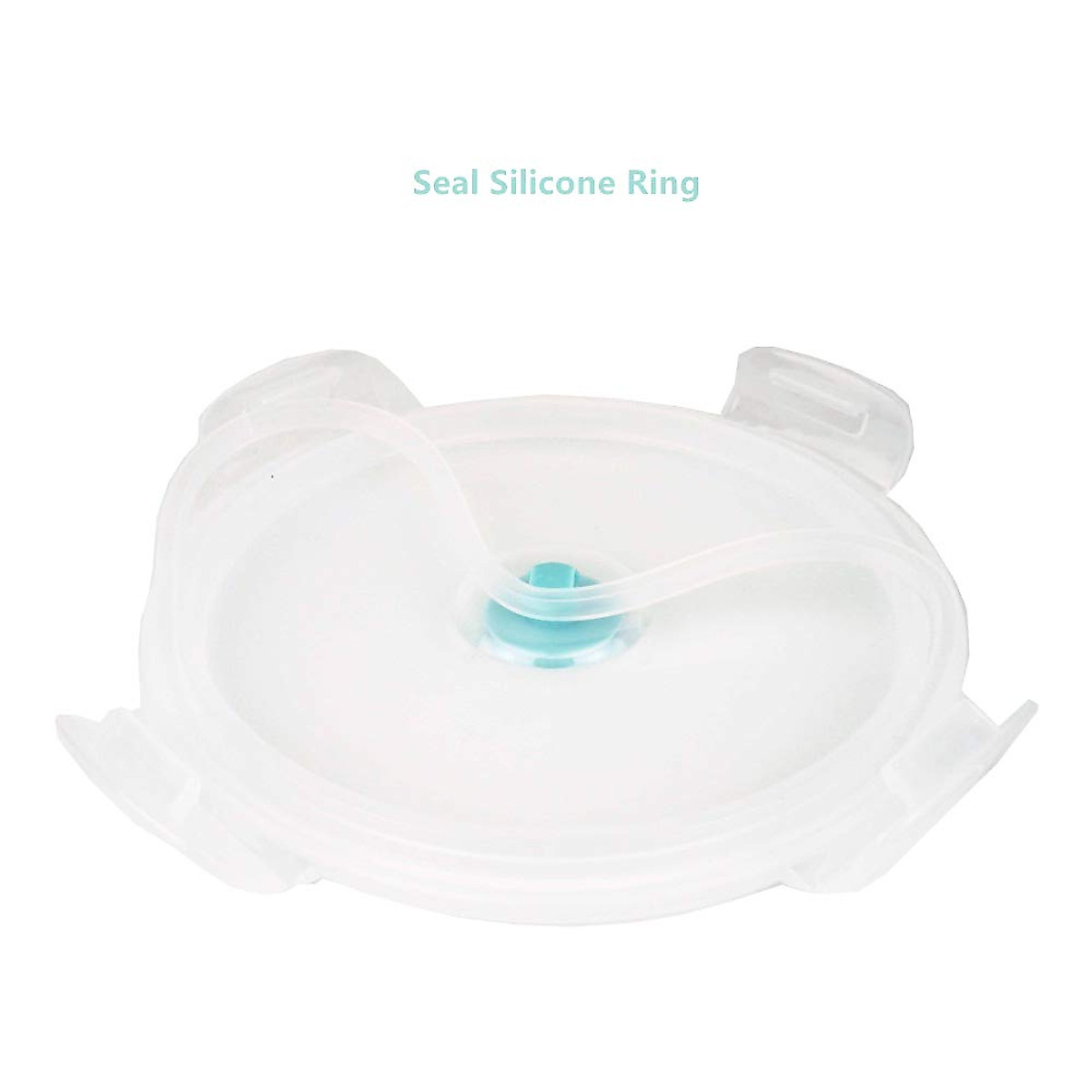 CARTINTS Blue Collapsible Bowls Silicone Food Storage Containers Silicone Camping Bowls with Airtight Lids, Microwave and Freezer Safe, Set of 4