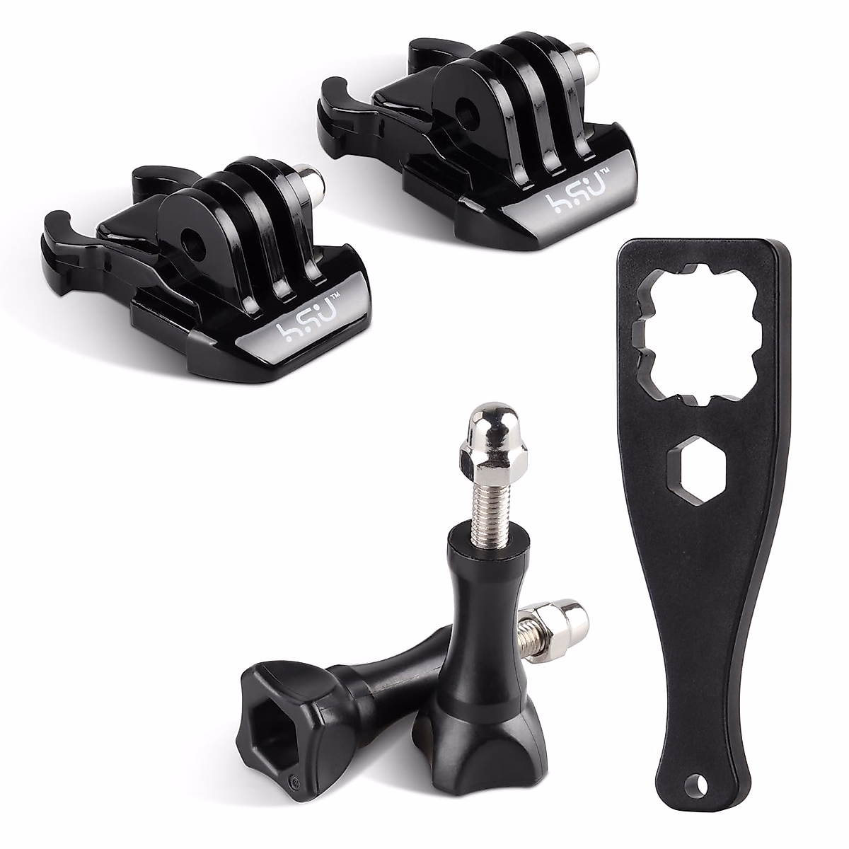 HSU Quick Release Buckle Clip Basic Base Mount, Long Thumb Screw Accessory Kit for GoPro Hero 13 12 11 10 9 8 7 6 5 4 3+ 3 AKASO Campark and Other Action Cameras (4 Pack, Black)