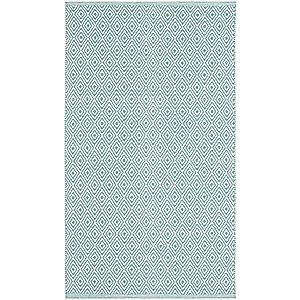 SAFAVIEH Montauk Collection 2'6" x 4' Ivory / Aqua MTK515A Handmade Flatweave Cotton Accent Rug