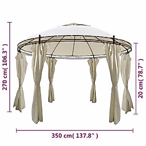 Round Gazebo with Curtains,Outdoor Gazebo, Backyard Gazebo,Garden Gazebo,Beach Gazebo,Wedding Party Tent,for Barbeque,Patio,Deck,Garden Party,Markets,Outdoor Events,BBQ,11' 5'' x 8' 9''