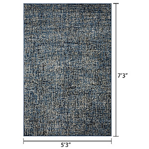 LOOMAKNOTI Celena Altenz 2' x 7' Blue Abstract Indoor Runner Rug