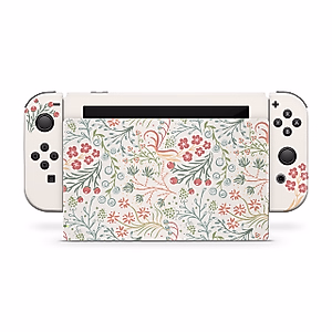 TACKY DESIGN Japanese Cherry Blossom Skin Compatible with Nintendo Switch Skin, Beige Color Skin Compatible with Nintendo Switch Skin, Vinyl 3m Sticker, Full wrap Cover (Garden Beige)