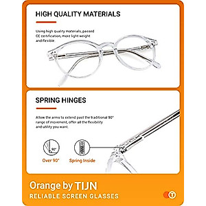 TIJN Blue Light Blocking Glasses Men Women Vintage Thick Round Rim Frame Eyeglasses