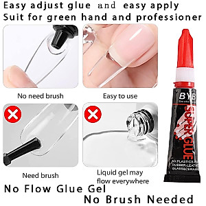 Nail Glue, Super Nail Glue for Acrylic Nails, Professional Nail Glue For Nail Tips for Press On Nails Long Lasting Acrylic Nail Glue For Nail Tips Pegamento Para Uñas Acrilicas Nails Glue 0.18OZ 2 Pcs
