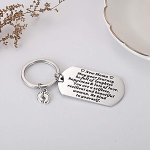 Ralukiia Pregnancy Announcement Gifts for First Time Mom to be New Mama Baby Footprints Keychain for Expecting Mommy Mother Day Baby Shower