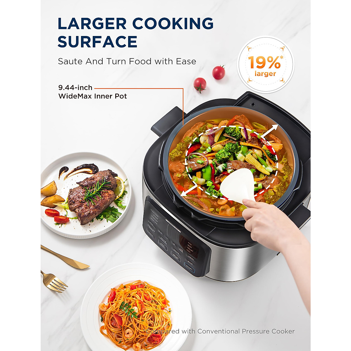 Midea WideMax 12-in-1 Electric Pressure Cooker, 6.5 Quart, 12 Presets, Multi-Functional Programmable Slow Cooker, Rice Cooker, Steamer, Sauté Pan, Cake, Yogurt, Warmer and More