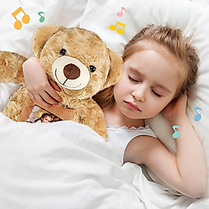 Leyndo Bear with Voice Recording Remembrance Stuffed Animal with Picture Recordable Messages Memorial Toy for Baby Shower Birthday Gift, Recording Gifts(Brown, 12 Inch)