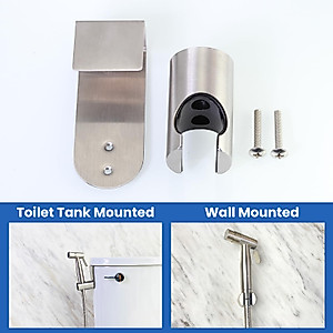 FOLINUS 2 Pieces Stainless Steel Bidet Sprayer Holder, Handheld Bidet Sprayer Hanger Hook for Toilet Tank Brushed Nickel