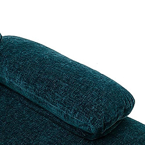 U Shape Sectional Sofa Couch, Modern 110'' Convertible Sectional Sofa, Upholstered Chenille Fabric 4-Seat Couch Sofa Bed with Golden Metal Legs for Living Room, Apartment, Office, Teal Blue