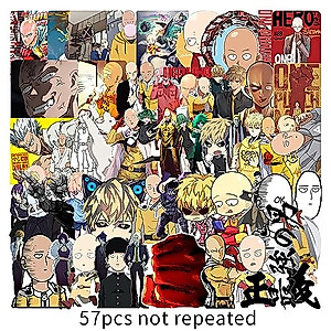 50Pcs One Manga Punch Anime Stickers Bike Trunk Travel Laptop Skateboard Waterproof Genoses Saitama Sticker Kid Toys Wholesale Papelería Impermeable Regalo Anime Pegatina Botella Teléfono Película