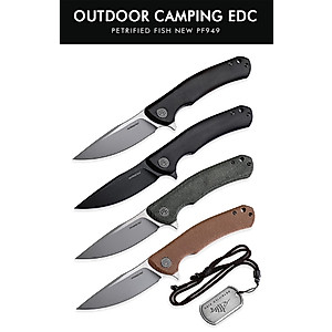 Petrified fish K110 Steel 949 Folding Knife G10 Handle Ceramic Ball bearings Camping Hunting Knives EDC tool (Green Flax)