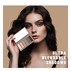 SUSIKEKI 6 Colors Mini Naked Eyeshadow Makeup Palette Neutral Nude Smoky Eye Shadow Taupe & Brown Matte Make Up Pallet with Mirror Highly Pigmented Long Lasting Waterproof Travel Size Gift Kit 01