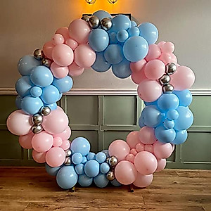 139pcs Gender Reveal Balloon Garland Arch Kit with Pink and Blue Balloons Silver Balloons for Boy or Girl Gender Reveal Decorations Birthday Party Baby Shower Celebration Wedding Anniversary