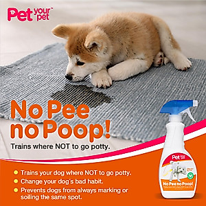 PET YOUR PET No Pee No Poop Dog Potty Training Spray, 16 Fl Oz – Non-Toxic Dog Spray to Prevent Peeing and Pooping – Natural No Marking Scent Spray - Stops Dogs Peeing Indoors/Outdoors