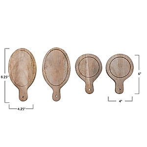 Creative Co-Op Mini Wood Serving Boards with Handles, Set of 4, 2 Styles