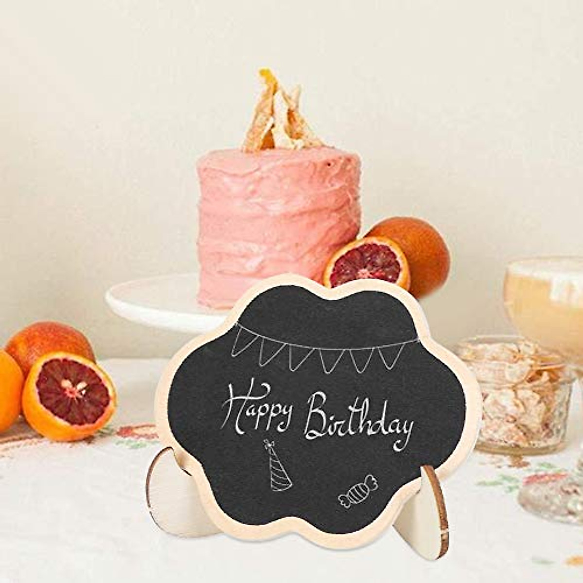 Mini Chalkboard Sign, 10 Pack Wood Mini Chalkboard Signs with Support Easels Wooden Blackboard for Table Numbers Food Signs Message Board