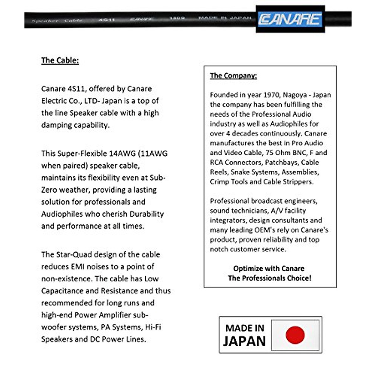 4 Units - 6 Inch - Canare 4S11 – Audiophile Grade - 11AWG - HiFi Speaker Jumper Cable Terminated with Gold Banana to Spade Connectors