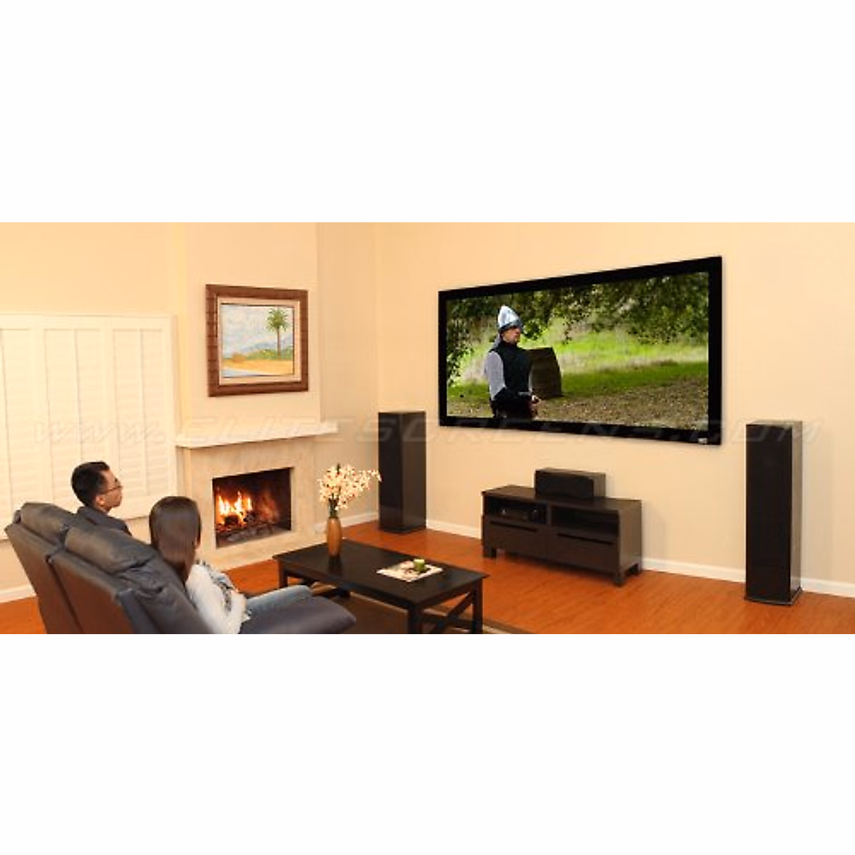 Elite Screens Lunette 2 Series, 115-inch Diagonal 2.35:1, Curved Home Theater Fixed Frame Projector Screen, CURVE235-115W2, CineWhite, 115"" diag. 2.35:1"