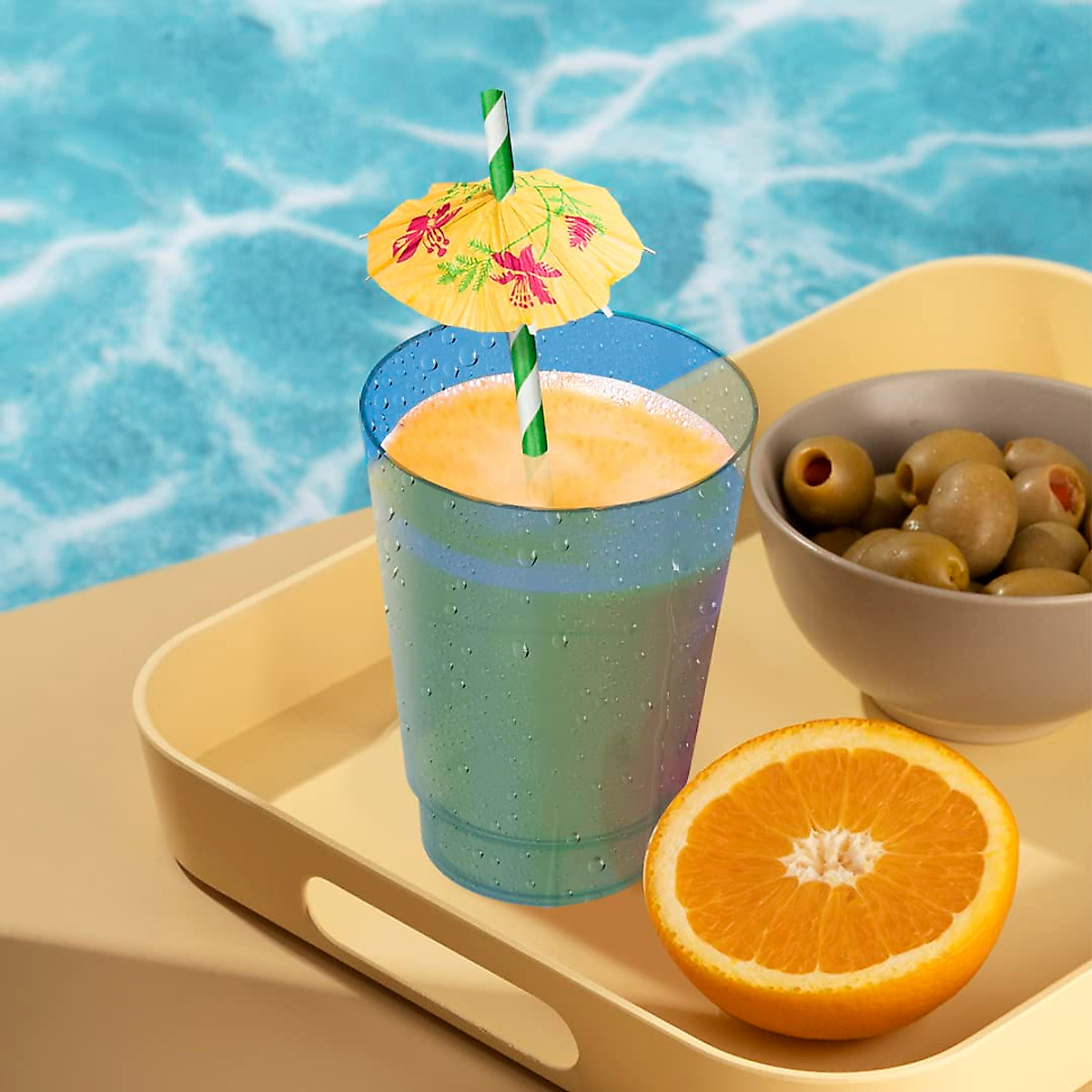 Acrimet Plastic Cup, Reusable, 10oz | 300ml, Tumbler Water, Machine Washable, Stackable Beverage Tumblers, Drinking Cup, Shatterproof, Durable (Blue Color) (Set of 10)