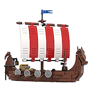 DIYI The Viking Ship Model Building Kit, Medieval Themed Design Style Modeling Pirate Ship Building Bricks Toy, MOC Building Blocks Compatible with Lego Viking Ship (314 Pieces)