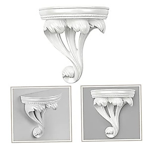 Cabilock Household All Holder Decorative Rack Living Pot Stand Shelves Art Room White Display Kitchen for Resin Baroque Wall-Mounted Retro Bookshelf Style Wall Flower Decoration Bracket