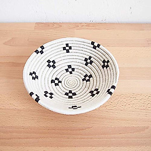 Small African Basket- Maraba/Rwanda Basket/Woven Bowl/Sisal & Sweetgrass Basket/Black, White