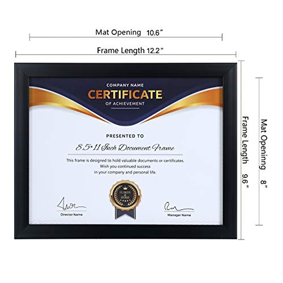 ELSKER&HOME 8.5x11 Picture Frame - Certificate Document Frame 6 Pack with Semi-Tempered Glass - Black Sturdy Wood Composite Award Diploma Frame - Includes Hanging Hardware and Desktop Easel