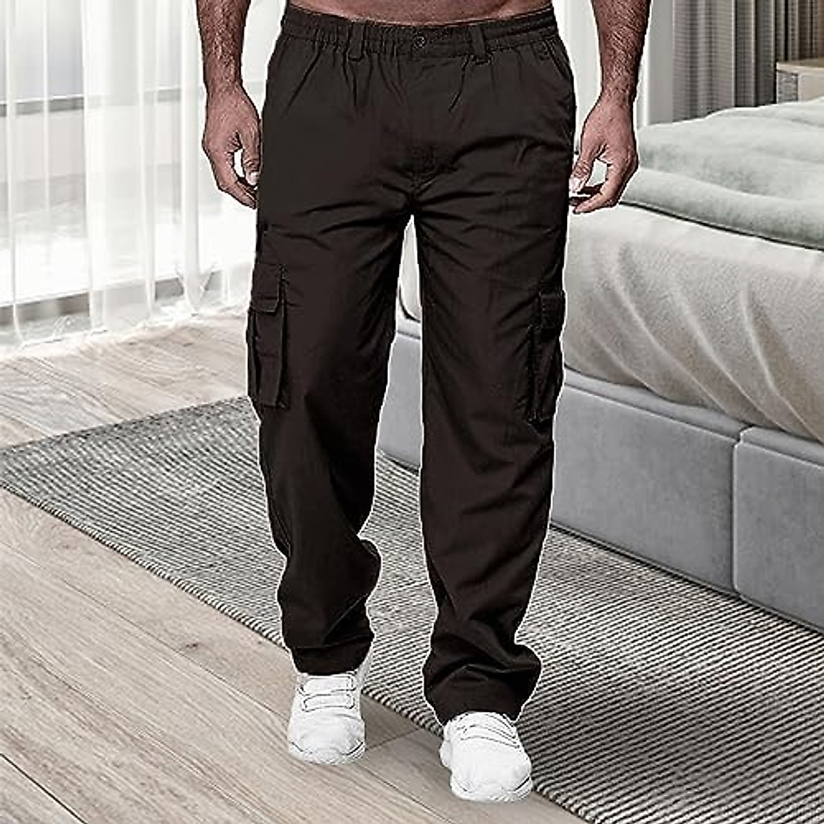 Fleece Pants Winter Big and Tall Stretch Jogger Sweatpants Sweatpants for Men Men's Sweatpants Casual Lounge Cotton Pants Open Bottom Straight Leg Sweat Pants Pockets Mens MAIUS31011HOT0793 Coffee