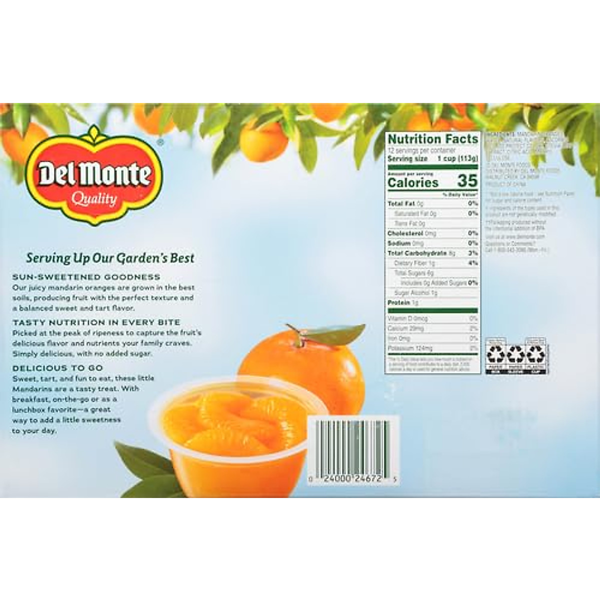 Del Monte, Mandarin Oranges No Sugar Add, 4 Ounce (Pack of 12)
