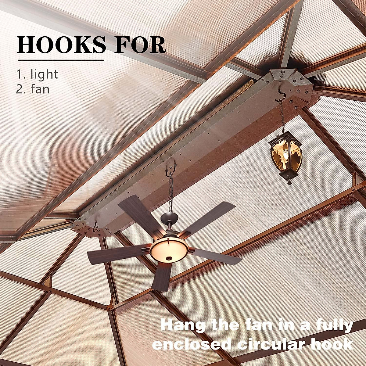 YOLENY 12'x16' Hardtop Gazebo, Outdoor Polycarbonate Double Roof Canopy, Aluminum Frame Permanent Pavilion with Curtains and Netting, Sunshade for Garden, Patio, Lawns