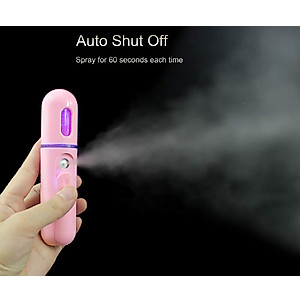 Nano Facial Mister, Portable Mini Cool Mist Facial Steamer Moisturizing Hydrating Face Sprayer for Skin Care, Makeup, Cleaning Pores，Eyelash Extensions，Summer Cool (Pink)