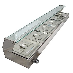TECHTONGDA 6-Pan Bain-Marie Buffet Food Warmer Electric Steam Heater Stainless Steel Parties Catering Restaurants 1500W