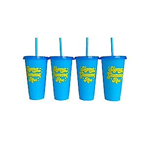 Sorority Shop Sigma Gamma Rho Glitter Color Changing Cups - Pack of 4 Reusable Cups with Lids and Straws, Sigma Gamma Rho Cup, Perfect Size 24 Oz Tumbler Cups, With Cool Retro Design Logo
