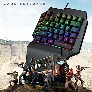 Archuu Wireless One-Handed Mechanical Keyboard,35 Keys RGB Gaming Keypad,Colorful Backlit USB Wired Gaming Keyboard,Single Hand RGB Mechanical Gaming Keyboard,Multicolor