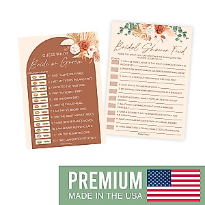 Hadley Designs 20 Boho Bridal Shower Games For 20 Guests - Couples Wedding Shower Games, Bridal Games, He Said She Said Bridal Shower Games, Bridal Shower Family Feud Game