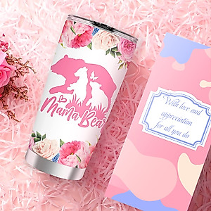 purefly Mama Bear Tumbler, Mothers Day Gifts for Mom from Daughter Son, Best Mom Ever Birthday Christmas Gift Ideas for New Mom, Funny Cool Cup For Women, Stainless Steel Insulated Travel Mug 20oz