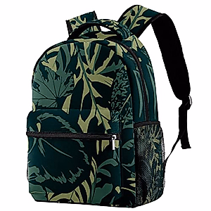VBFOFBV Lightweight Casual Laptop Backpack for Men and Women, Tropical Jungle Green Leaves Retro