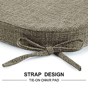 LOVTEX Chair Cushions for Dining Chairs 4 Pack - Memory Foam Chair Pads with Ties and Non-Slip Backing - Seat Cushion for Kitchen Chair 16"X16"X2", Khaki