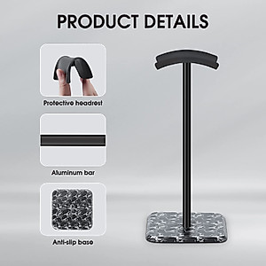 FEIYING Headphone Stand Headset Stand, Headphones Holder, Aluminum Support & Protective Headrest Gaming Headset Holder Hanger Hook Stands Accessories for Desk