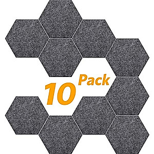Urbanstrive Eco-Friendly 100% Biodegradable Coasters with Holder, Set of 10, Absorbent Felt Coasters for Drinks Bar Home, 4 Inch (Grey Hexagond)