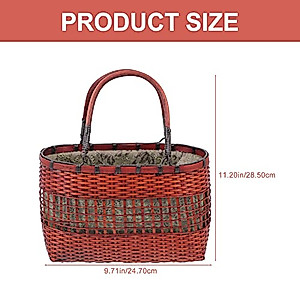 ERINGOGO Wicker Basket Woven Baskets Women Woven Bags Summer Beach Large Tote Bag Handmade Woven Shoulder Crossbody Handbag French Basket Bag Organizer Weaved Basket Woven Baskets