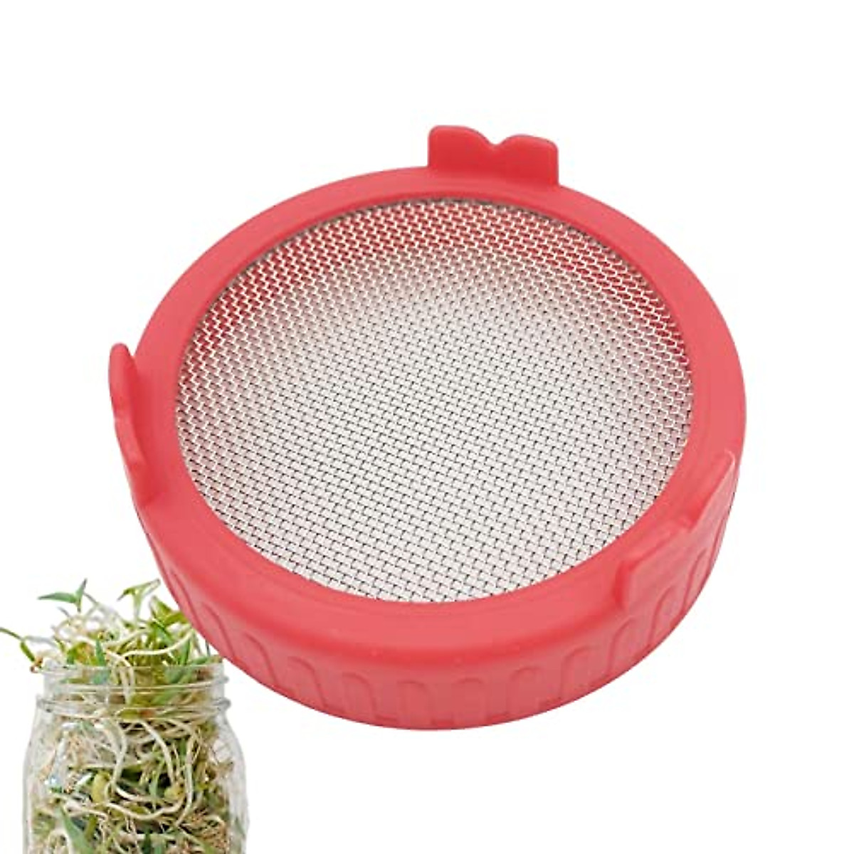 BAIRONG Mason Jar Screen Lids for Sprouting | Wide Mouth Mason Jars Lids | Alfalfa and Mung Bean Sprouts, Stainless Steel Mesh Screen Jar Strainer Sprout Lid for Broccoli Seeds, Alfalfa Adj