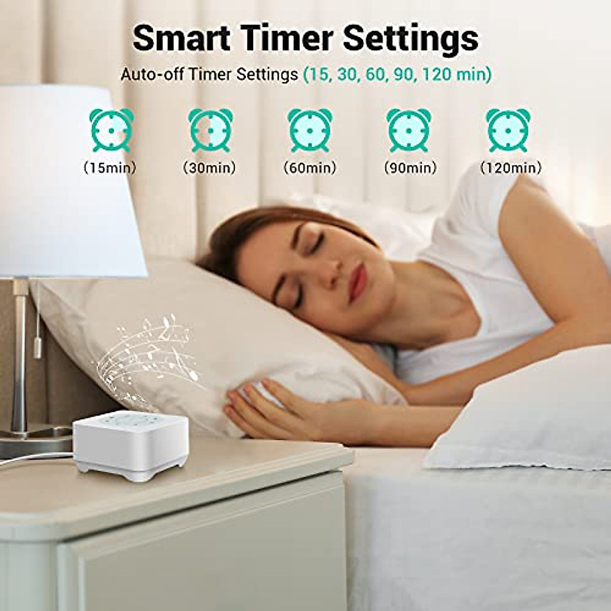Fitniv White Noise Machine with Custom Button, 20 Natural Soothing Sounds & 32 Levels of Volume Control, Timer & Memory Feature, Plug in, Sound Machine for Baby Adults, Home & Office