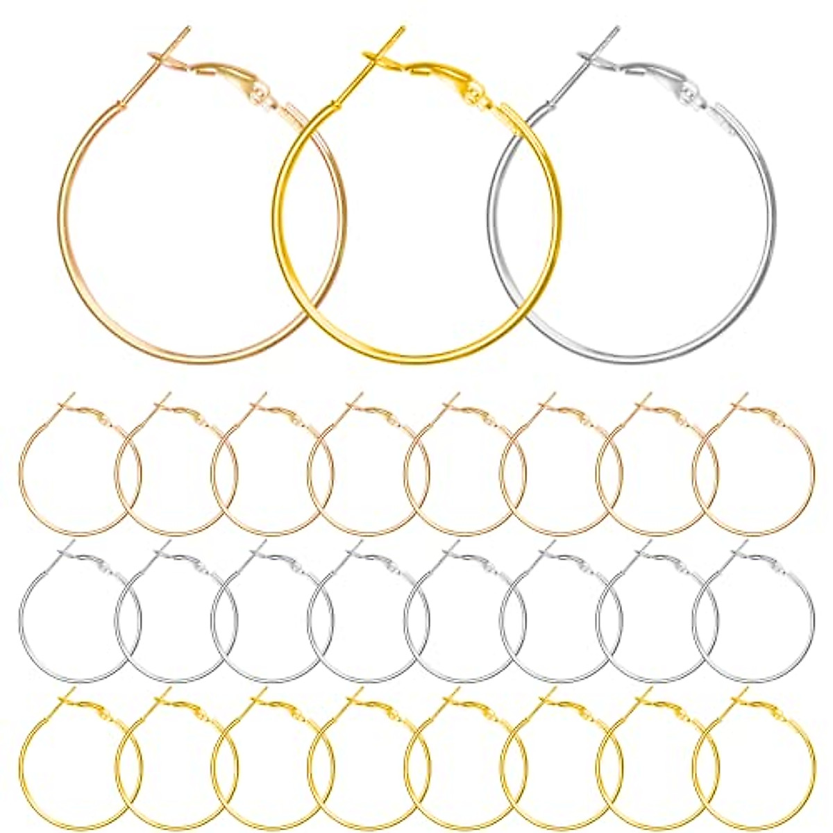 FANMAOUS 60Pcs Hoop Earring Findings Stainless Steel Earrings Beading Round Earrings Hypoallergenic Hoop Earrings Open Beading Hoop for Jewelry Making DIY Crafts Art Creation Girl (40mm)